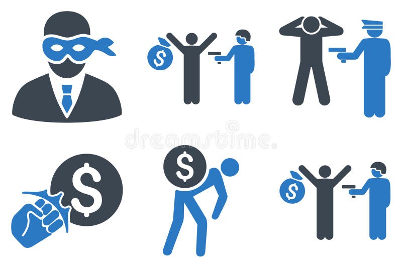 Thief Arrest Flat Vector Icons Stock Vector - Illustration of isolated ...