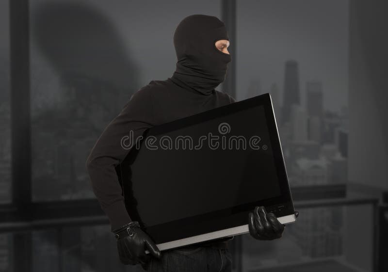 Thief Stealing Computer Monitor Stock Image - Image of holding, data ...