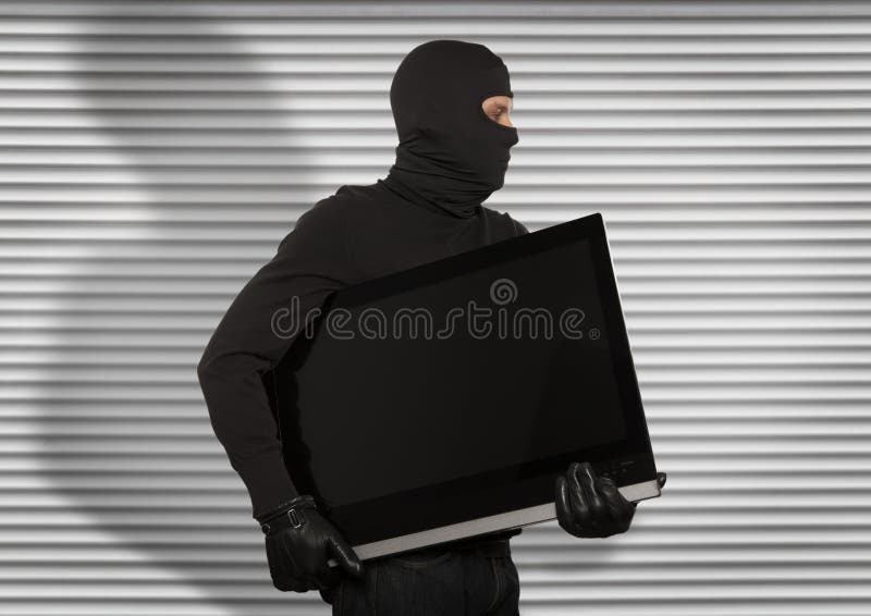 Thief with monitor stock photo. Image of steal, runaway - 16789316