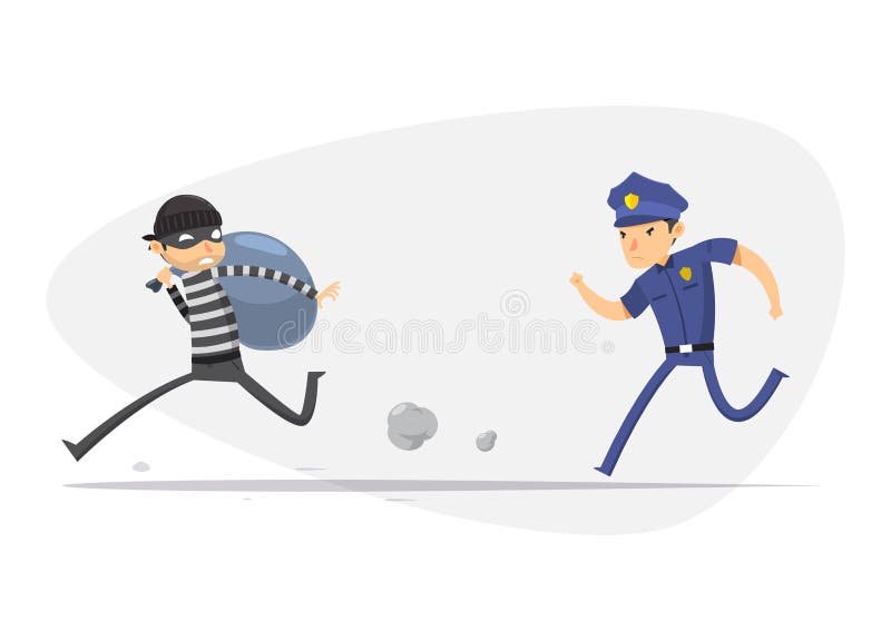 Policeman Chase Thief Vector Cartoon Illustration Stock Vector ...