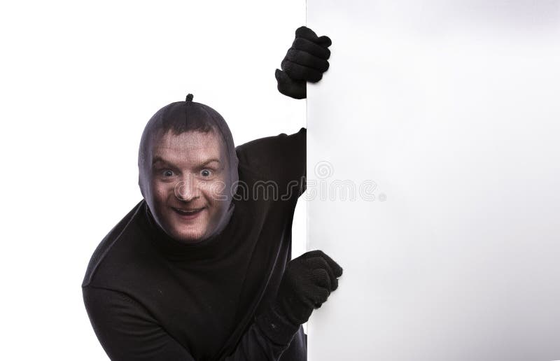 Thief in black mask stock photo. Image of adult, male - 49708170