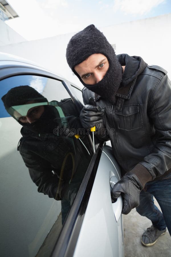 Thief Breaking into Car with Screwdriver Stock Photo - Image of tool ...