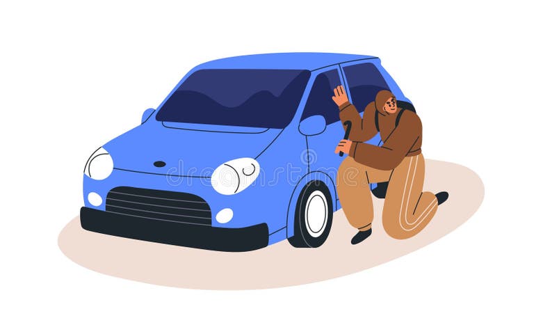 Thief Breaking Car Stock Illustrations 150 Thief Breaking Car Stock