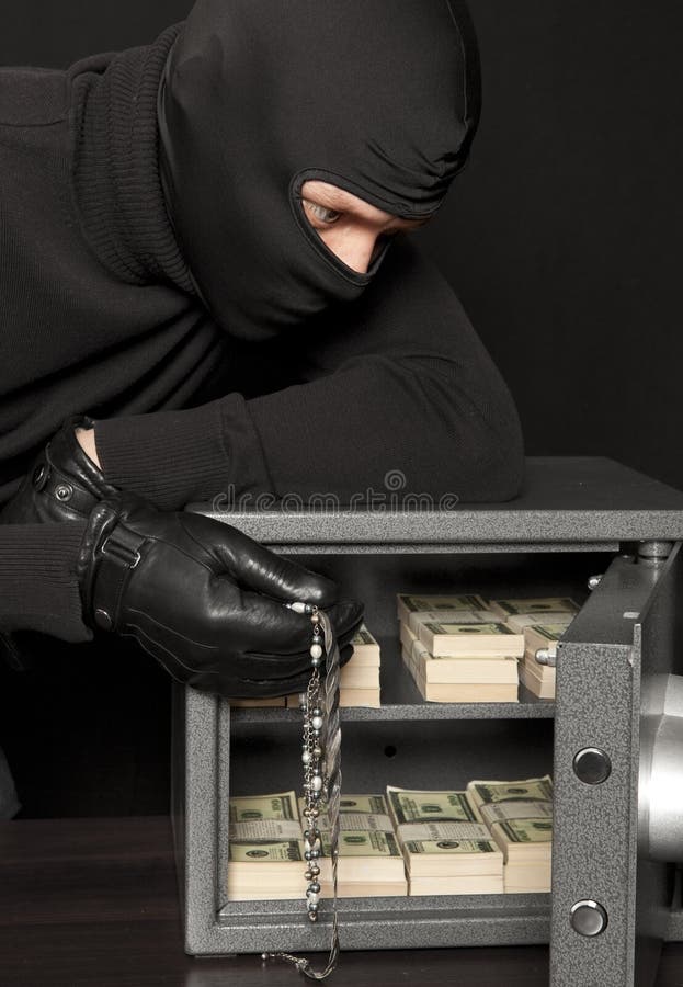 Thief Burglar At House Breaking Stock Photo - Image of danger, robber ...