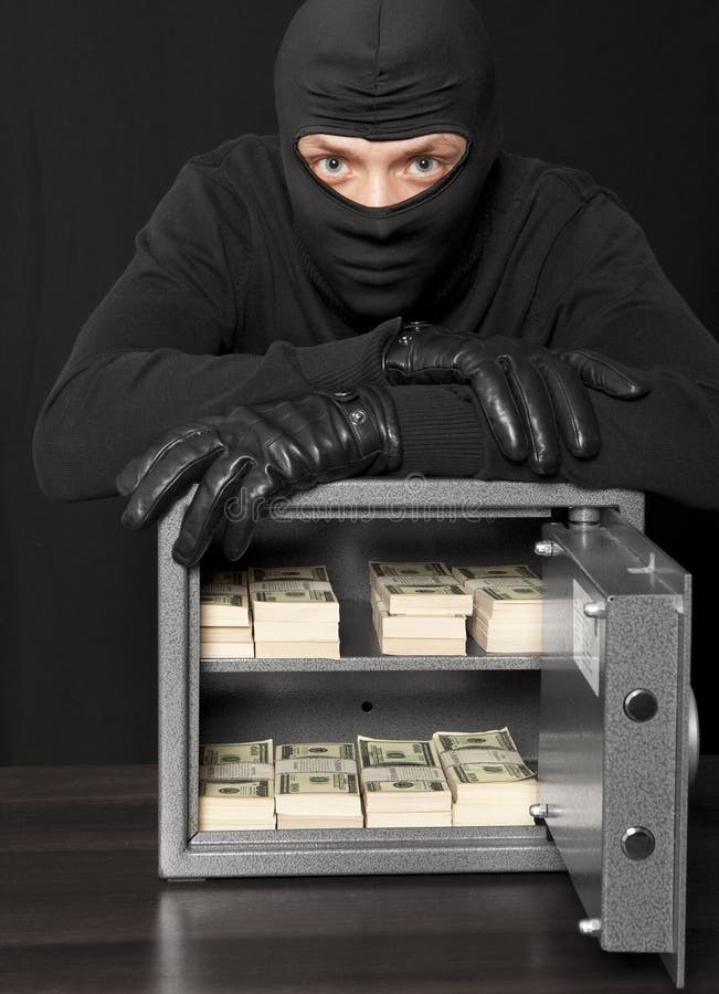 Thief Burglar and Home Safe Stock Photo - Image of gangster, offender ...