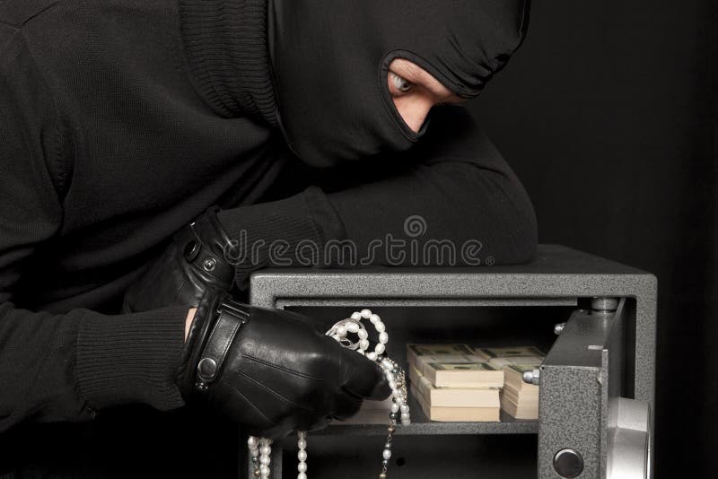 Thief Burglar and Home Safe Stock Photo - Image of danger, force: 59522922