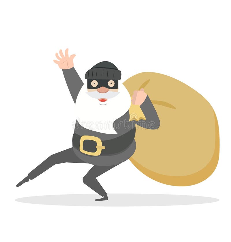 Thief Carefully Stealing with Bag of Money Stock Vector - Illustration ...