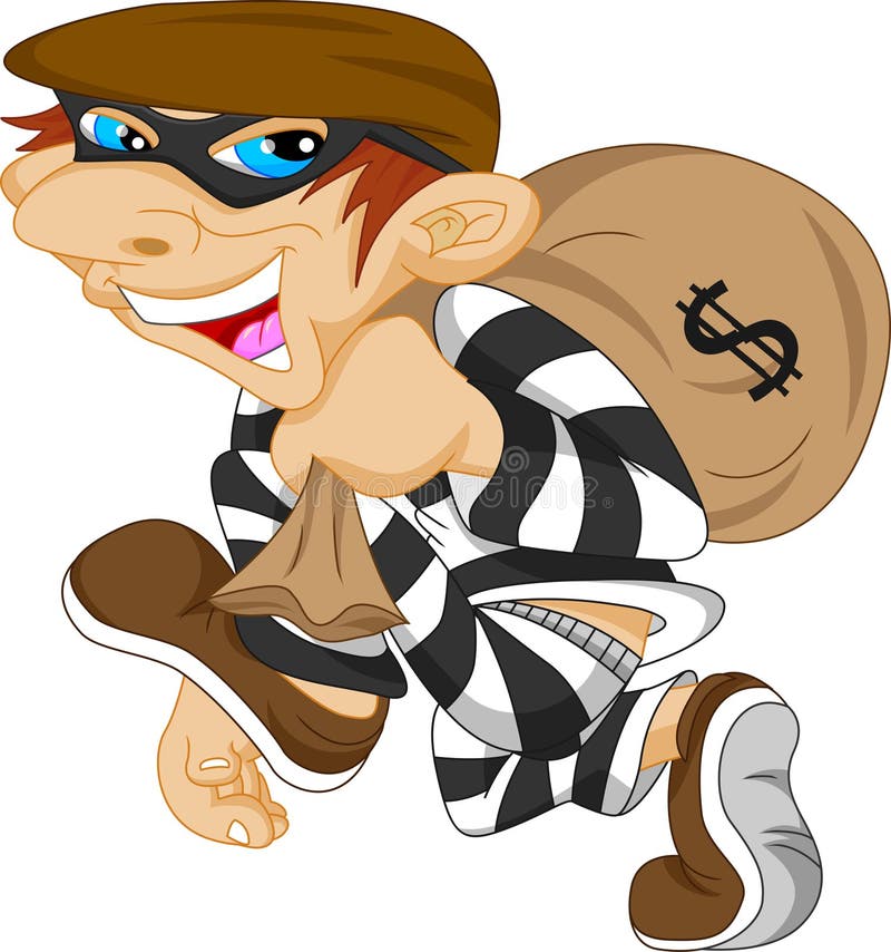 Thief Carrying Bag of Money with a Dollar Sign Stock Vector ...