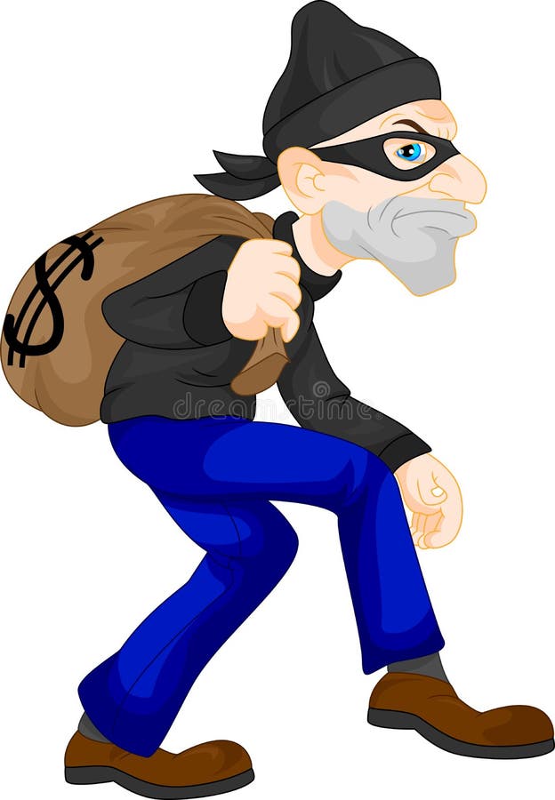Thief Carrying Bag of Money with a Dollar Sign Stock Vector ...