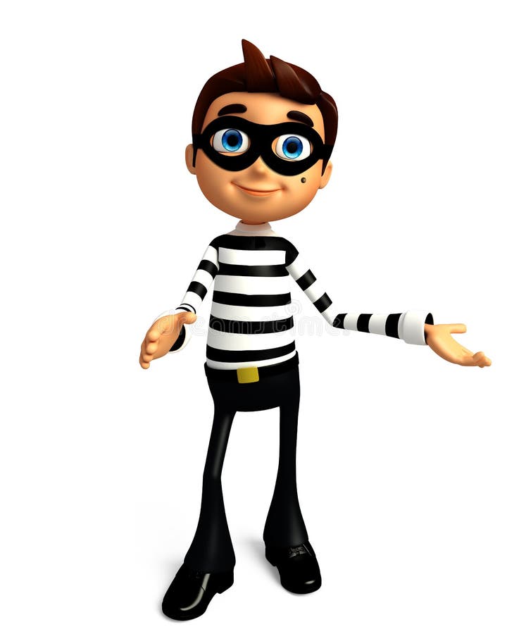 Thief Character with Presentation Pose Stock Illustration ...