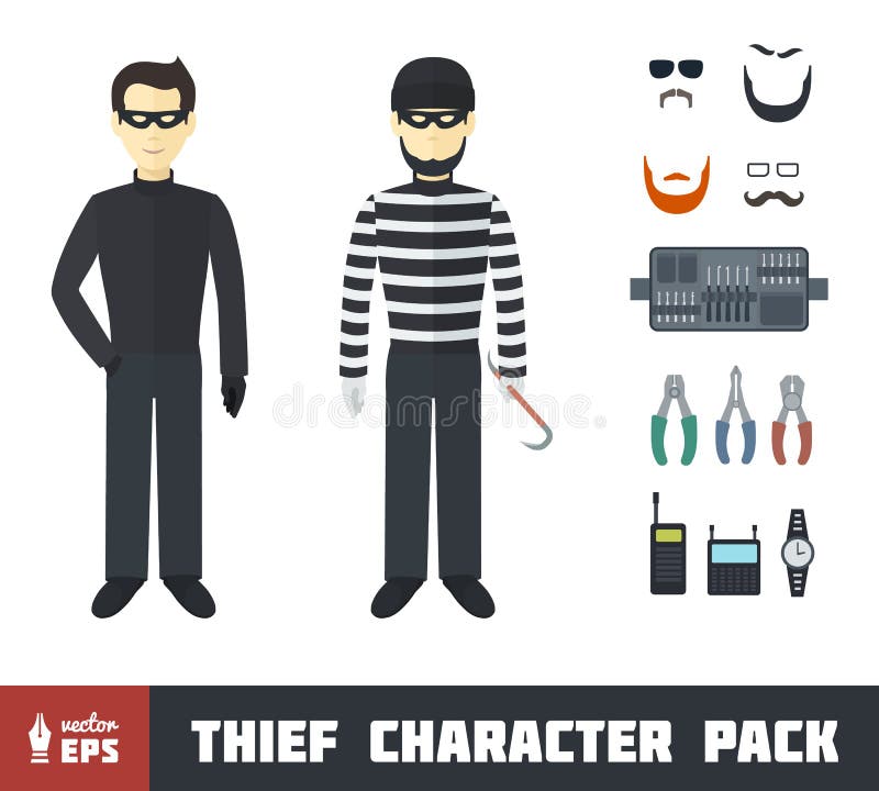 Thief Character Set stock vector. Illustration of male - 38015768