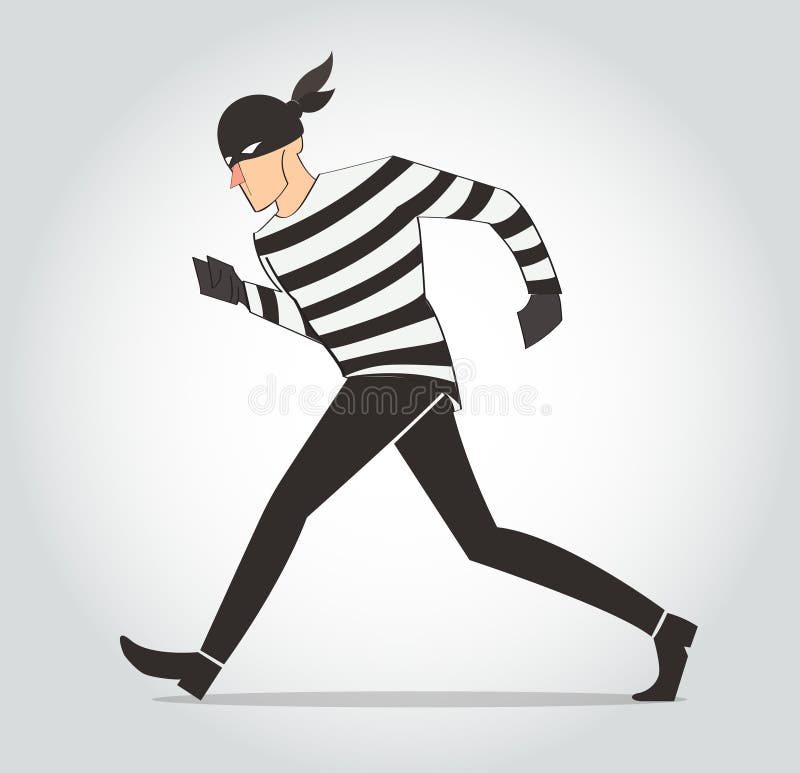 Thief Character Vector Bandit Cartoon Illustration Robber in a Mask ...