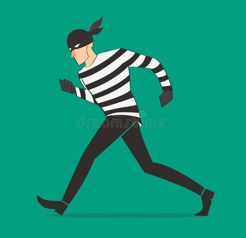 Thief Character Vector Bandit Cartoon Illustration Robber in a Mask ...