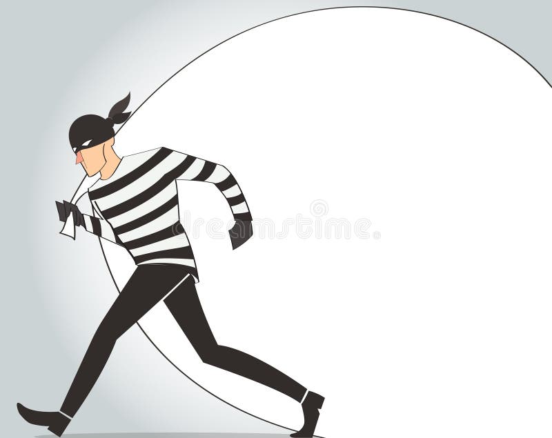 Thief Character Vector Bandit Cartoon Illustration Robber In A Mask