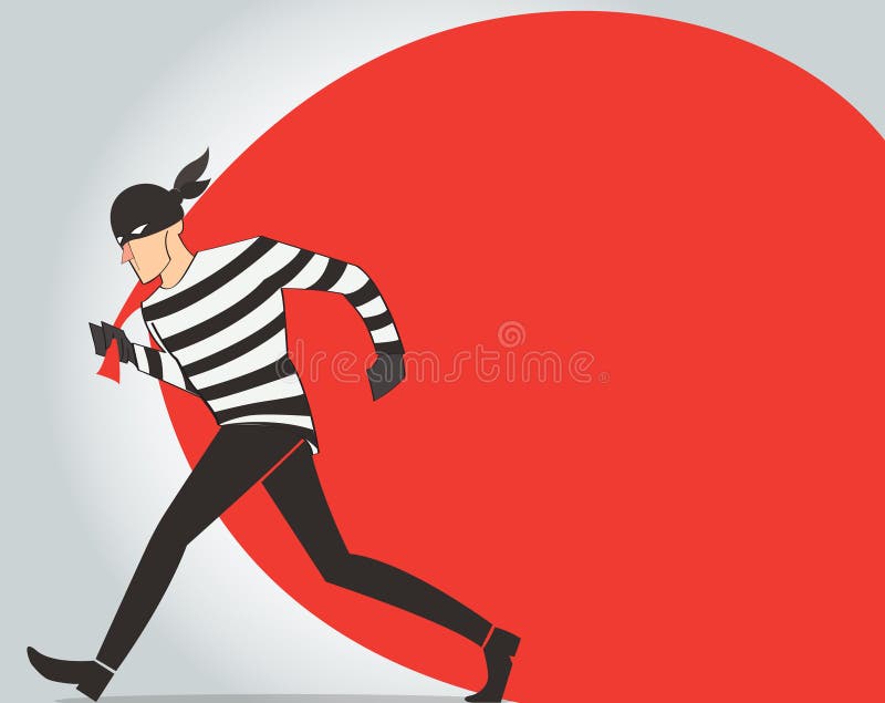 Thief Character Vector Bandit Cartoon Illustration Robber in a Mask ...