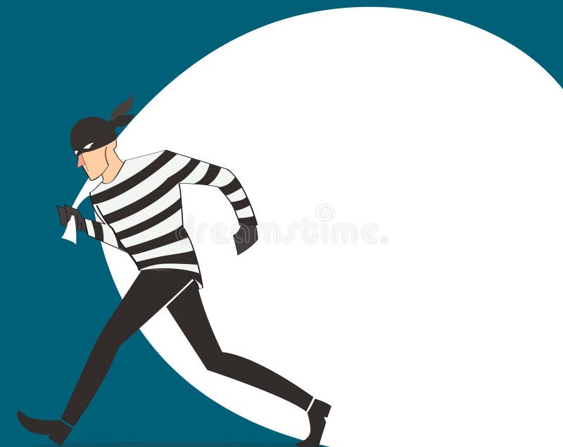 Thief Character Vector Bandit Cartoon Illustration Robber in a Mask ...