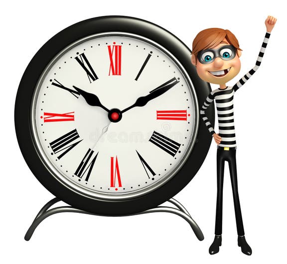 Thief with Clock stock illustration. Illustration of rapine - 77477888