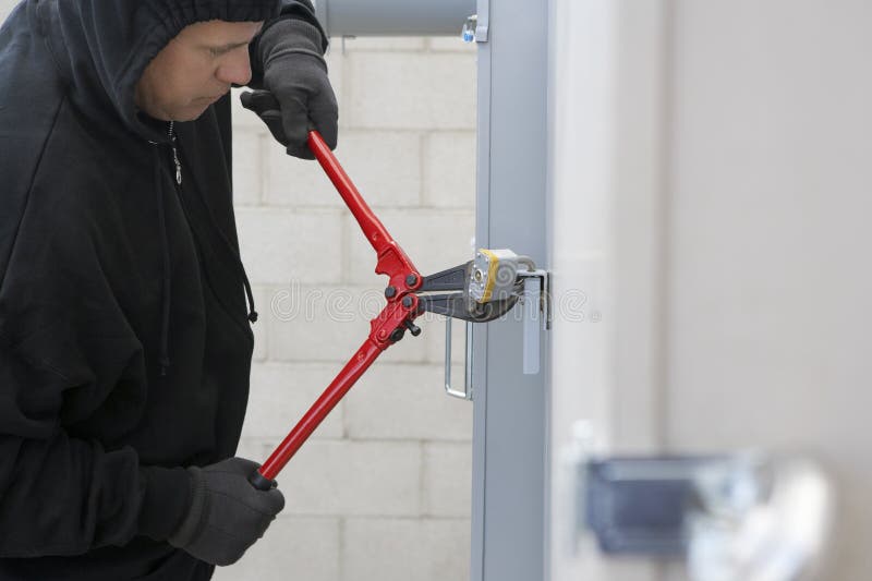 Thief Cutting Lock stock photo. Image of criminal, burglar - 29659768