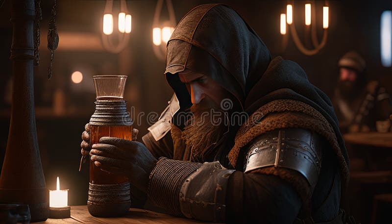 Thief Drinking in a Tavern Digital Art Illustration, Generative AI ...