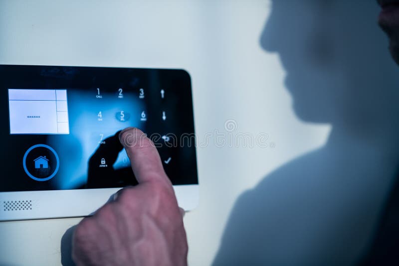 Thief or Electronic Hacker is Trying To Break into an Apartment Secured ...