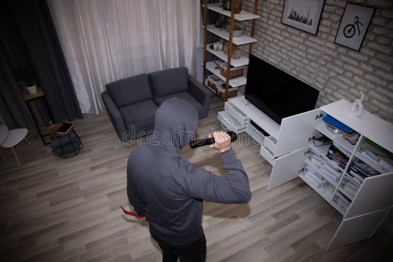 Thief with Flashlight Stealing File Stock Photo - Image of hardwood ...