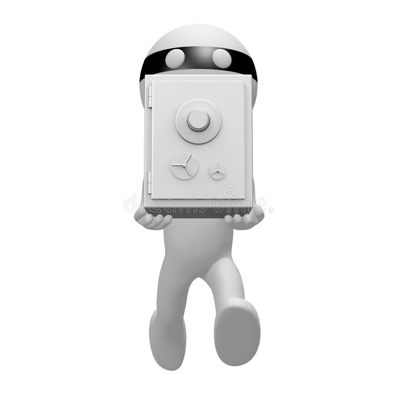 Thief Holidng a Vault - Cartoon Character - 3D Illustration Stock ...