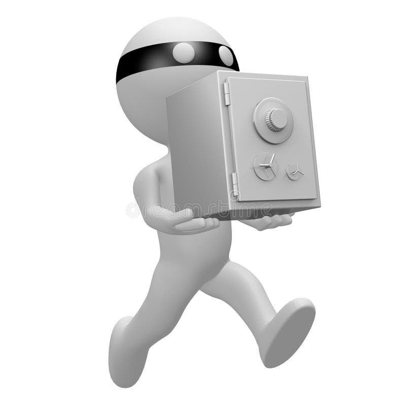 Thief Holidng a Vault - Cartoon Character - 3D Illustration Stock ...