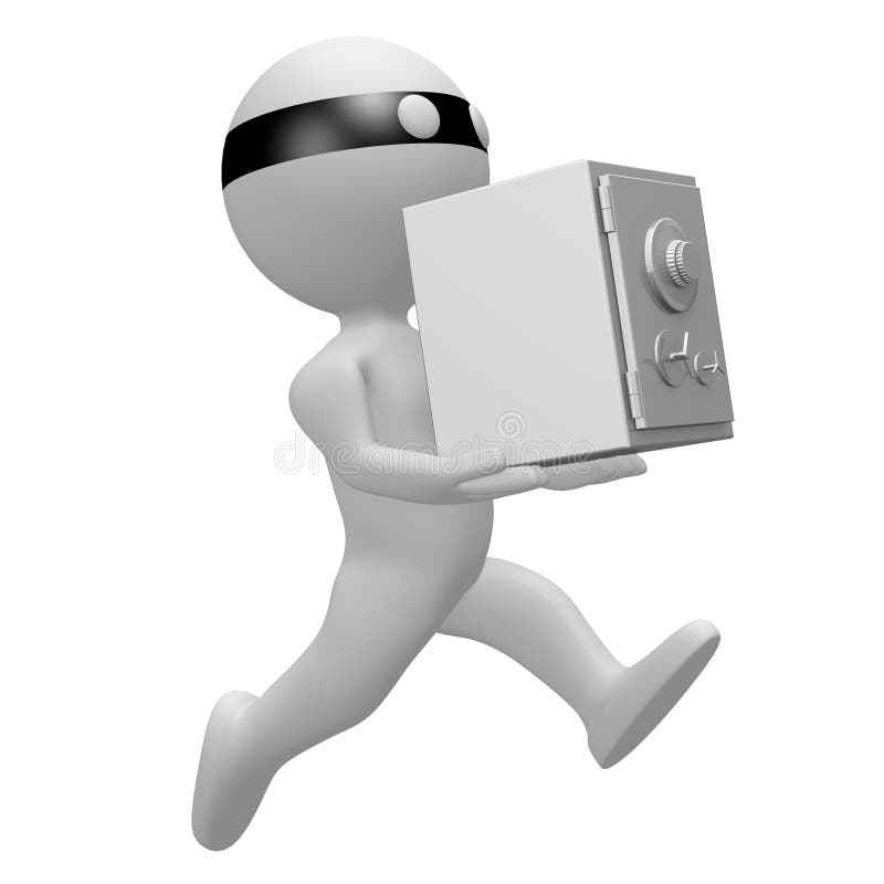 Thief Holidng a Vault - Cartoon Character - 3D Illustration Stock ...