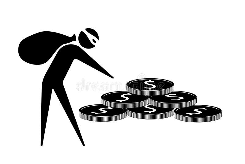 Thief Icon with Bag Stealing Dollar Money Stock Image - Illustration of ...