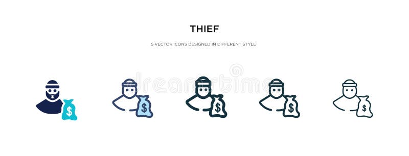Thief Icon in Different Style Vector Illustration. Two Colored and ...