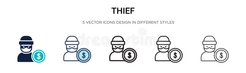 Thief Icon in Filled, Thin Line, Outline and Stroke Style. Vector ...