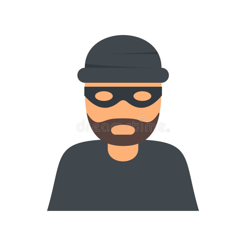 Thief icon, flat style stock vector. Illustration of profile - 122134672