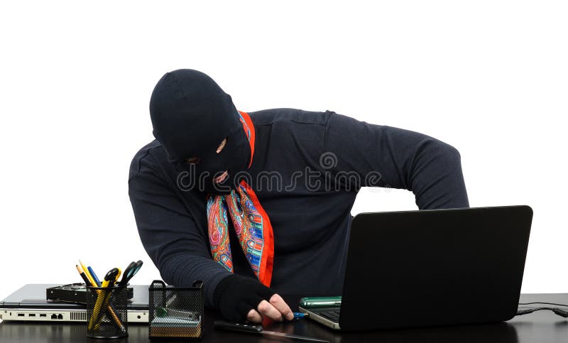 Thief Inserting Usb Flash Memory into Laptop Stock Photo - Image of ...