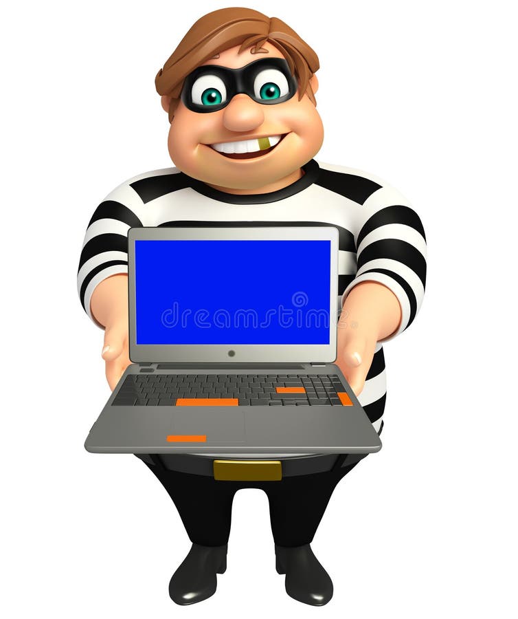 Thief with Laptop stock illustration. Illustration of loafer - 77517780