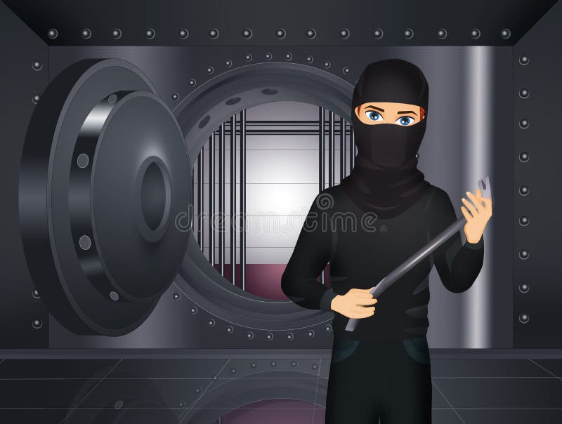 Thief makes bank robbery stock illustration. Illustration of ...