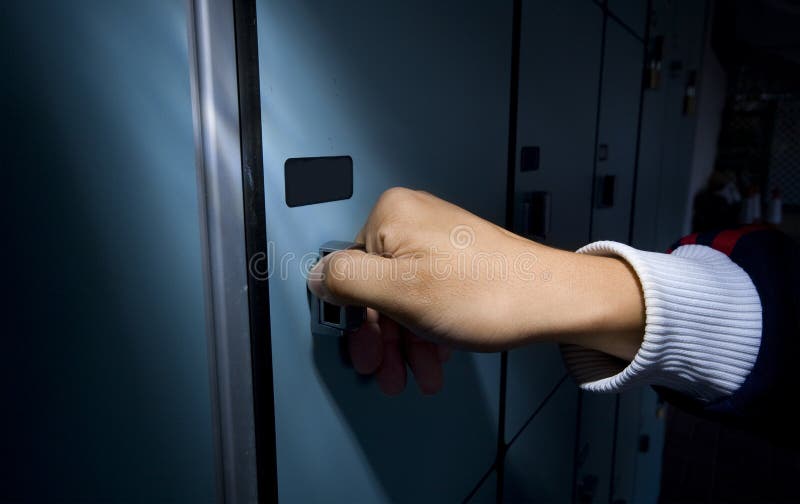 Open Locker with Keys in the Door. There are Red Eyes Inside Stock ...