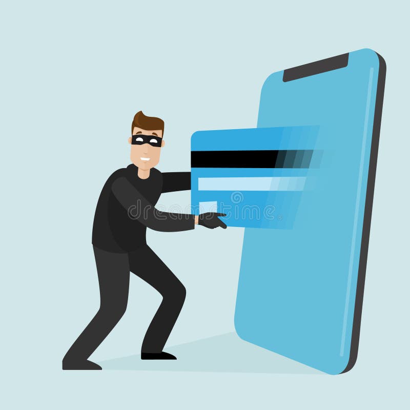 3d Thief on Phone Surrounded by a Forbidden Sign Stock Illustration ...