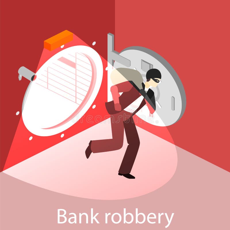 Thief Running Out of a Bank Vaul. Stock Illustration - Illustration of ...