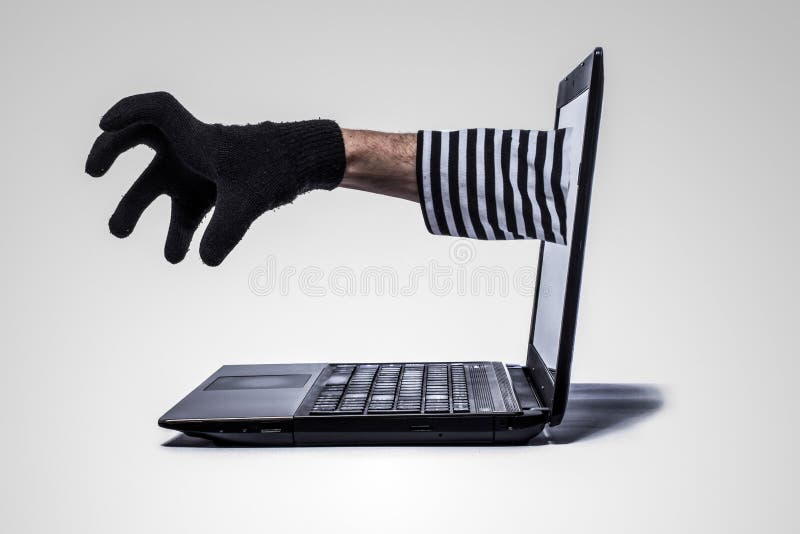 Thief S Hand Reach Out of Computer Stock Photo - Image of dangerous ...