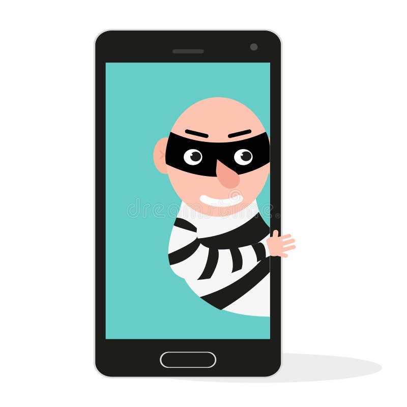Spyware Mobile Phone, Thief Vector Stock Vector - Illustration of ...