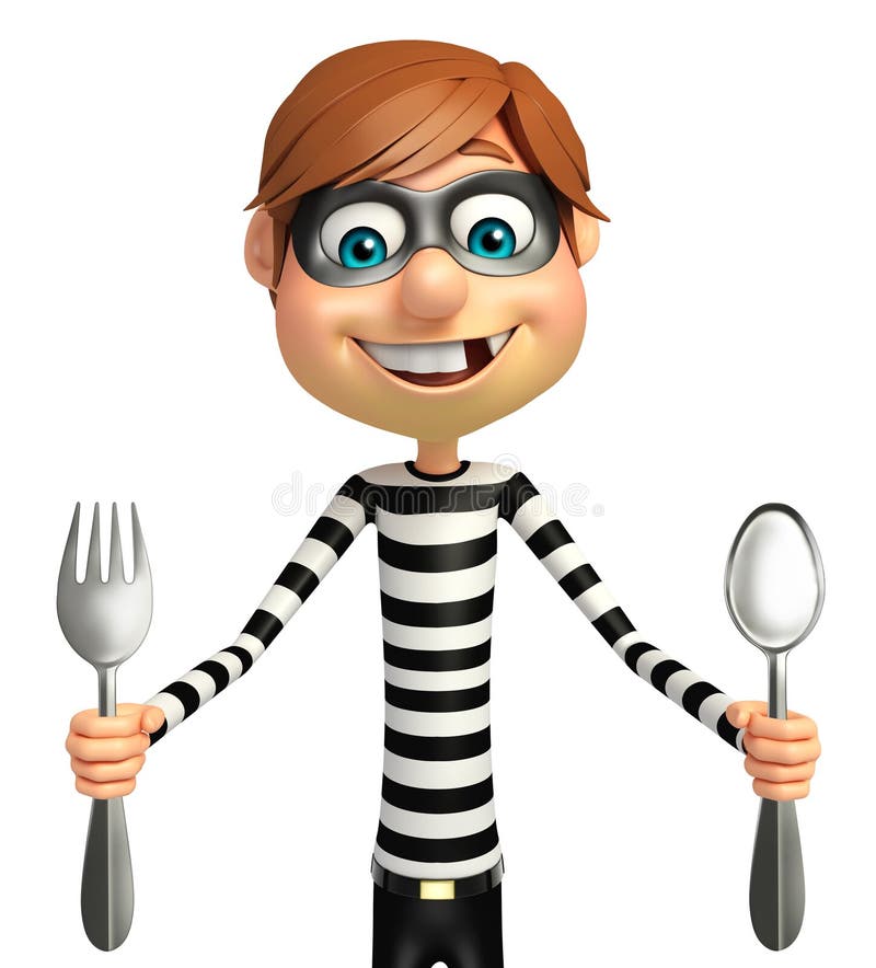 Thief with Spoons stock illustration. Illustration of pillage - 77553774