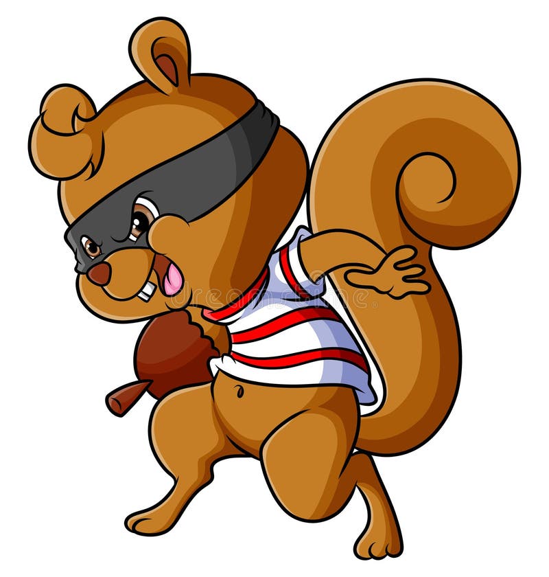 The Thief Squirrel is Stealing the Big Nuts Stock Vector - Illustration ...