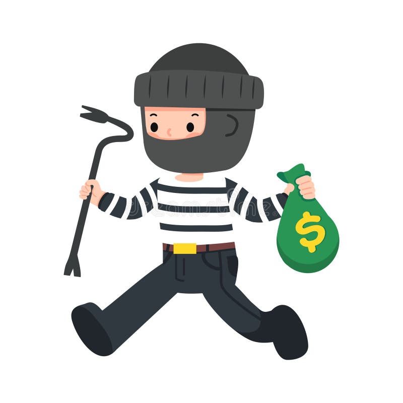 Thief Stealing with Bag of Money Vector Stock Vector - Illustration of ...