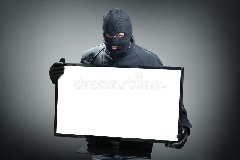 Thief Stealing Computer Monitor Stock Image - Image of alarm, activity ...