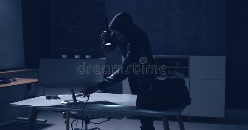 Thief Stealing a Laptop Computer Stock Photo - Image of computer, loot ...