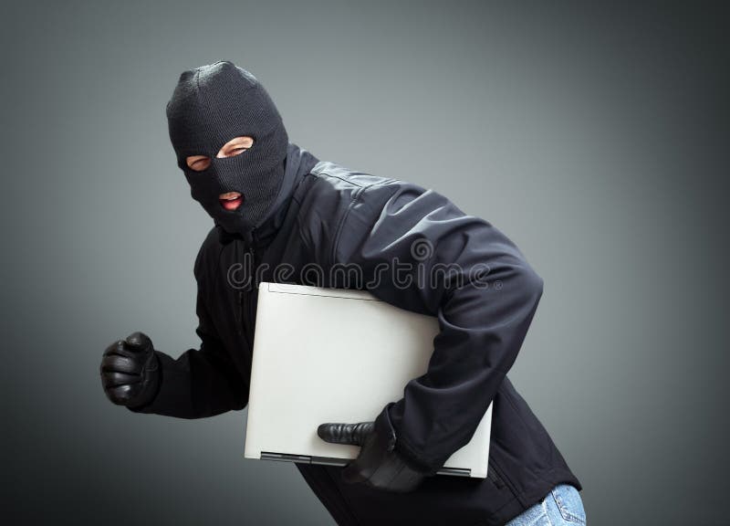 Hacker Stealing Data from a Laptop Stock Image - Image of businessman ...