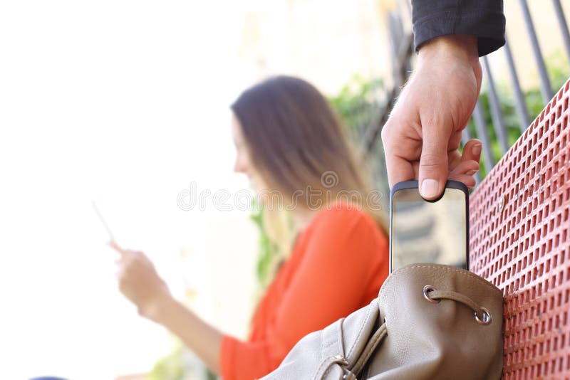 Thief Stealing a Mobile Phone Stock Image - Image of closeup, lady ...