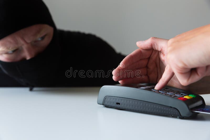 Thief is Stealing Pin Code and Identity on Payment Pos Terminal Machine ...