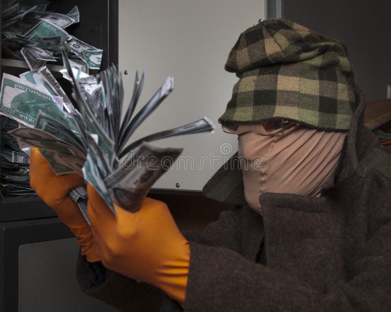 A Thief Steals Money from the Safe Stock Photo - Image of robber ...