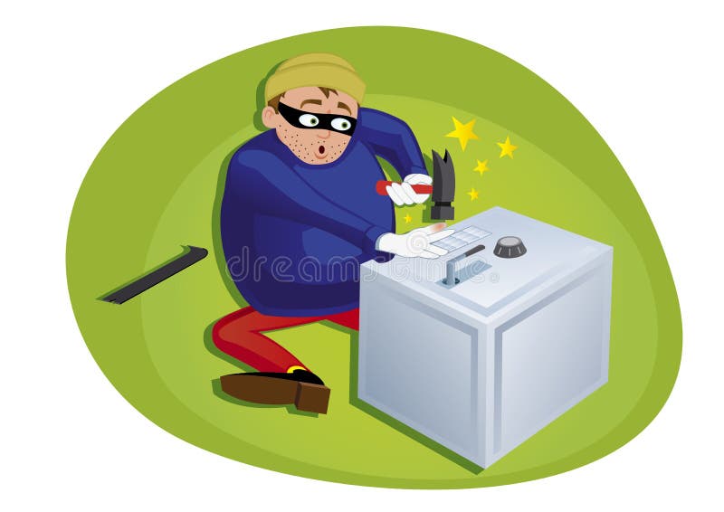 Thief Steeling Money from Security Safe Stock Vector - Illustration of ...